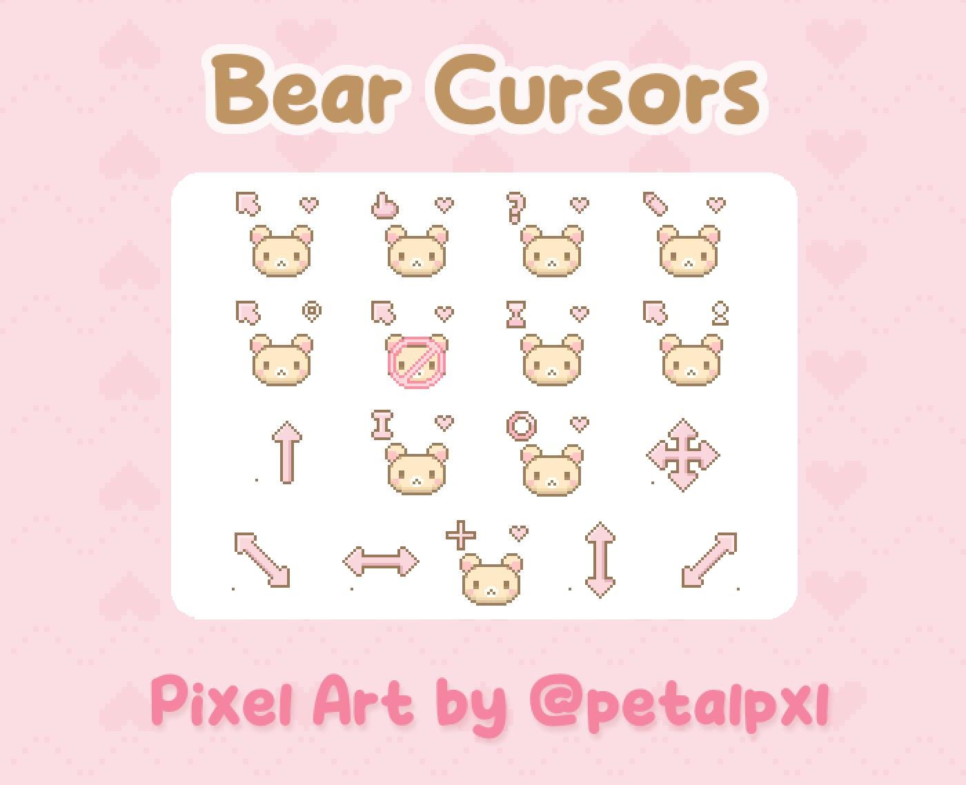 Bear Cursor Pack for PC - Windows Only - Cute Pixel Art Cursors ...