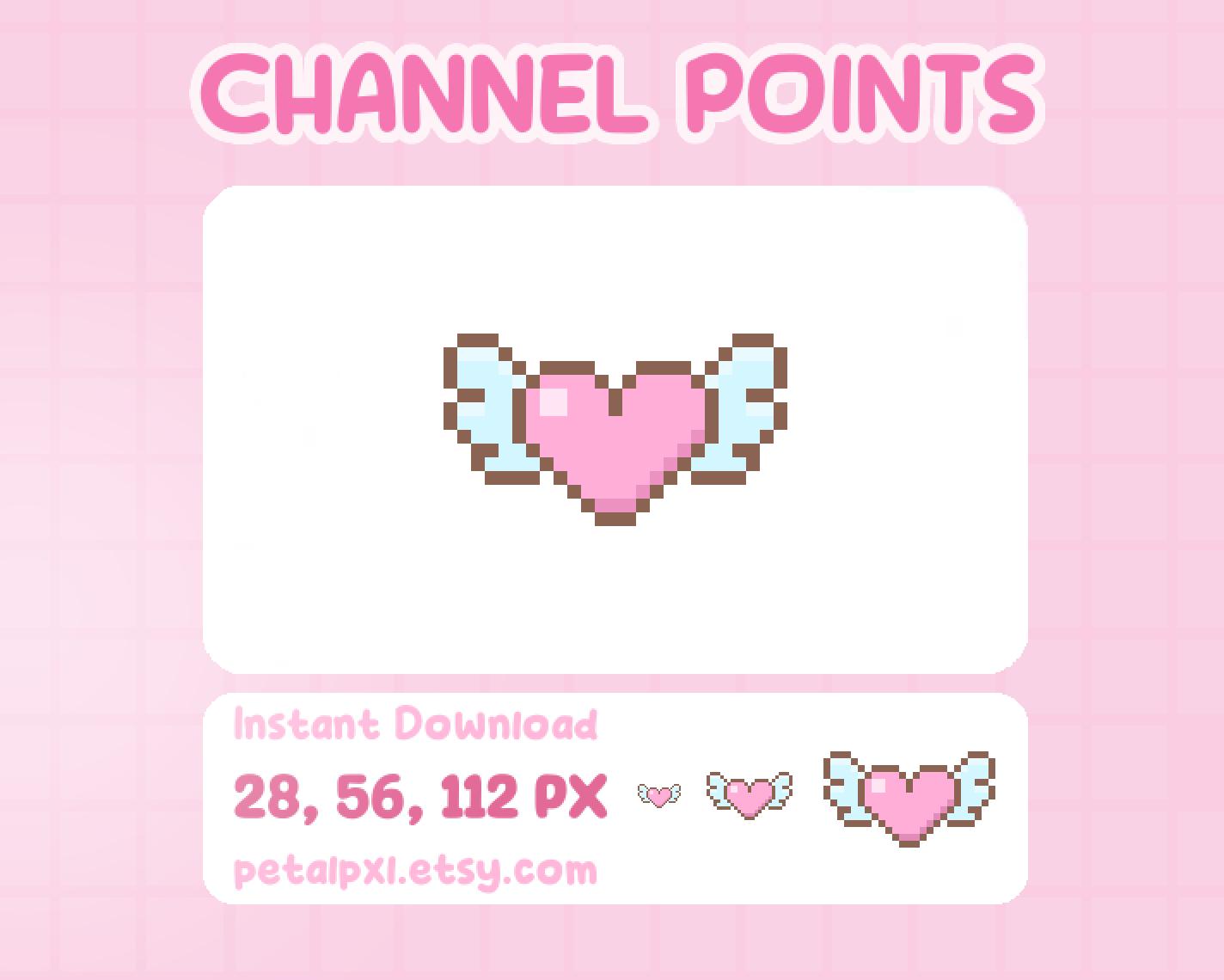 Winged Heart Channel Points Icon for Twitch - Cute Pixel Art Channel ...