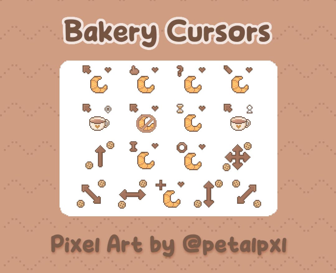 17 Bakery Themed Cursors for PC - Windows Only - Cute Croissant, Cookie, and Coffee Mouse Cursor ...
