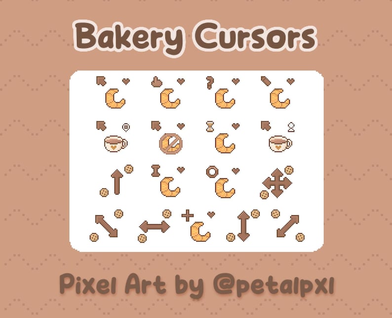 17 Bakery Themed Cursors for PC - Windows Only - Cute Croissant, Cookie ...
