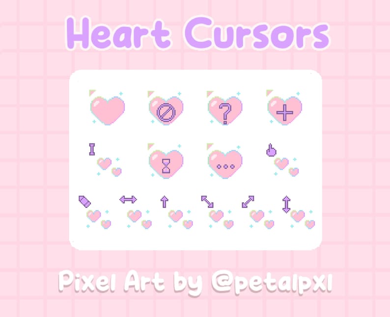 14 Cute Animated Mouse Cursors (windows Only) - Pink Heart Cursor Pack - Cute Custom Mouse ...