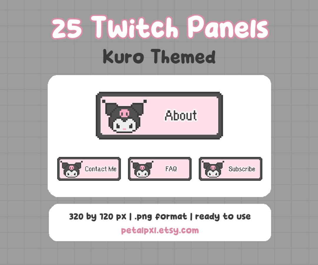 25 Kuro Twitch Panels - Cute Pixel Art Twitch Panels - Kawaii Character ...