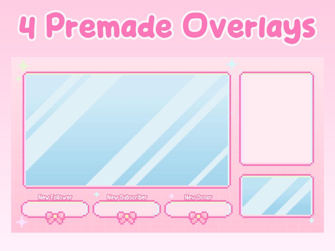 Magical Girl Stream Overlay Pack for Twitch - Cute Pixel Art Stream ...