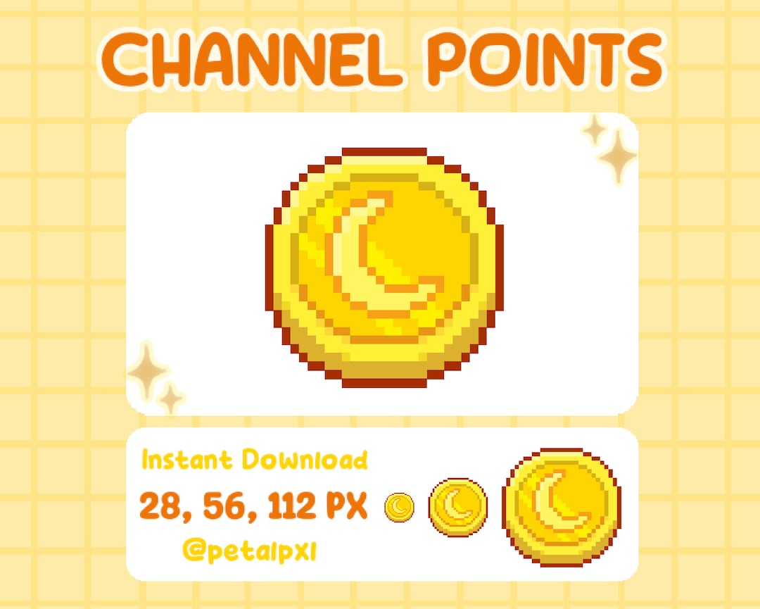 Moon Coin Channel Points Icon for Twitch - Golden Coin Stream Emote ...