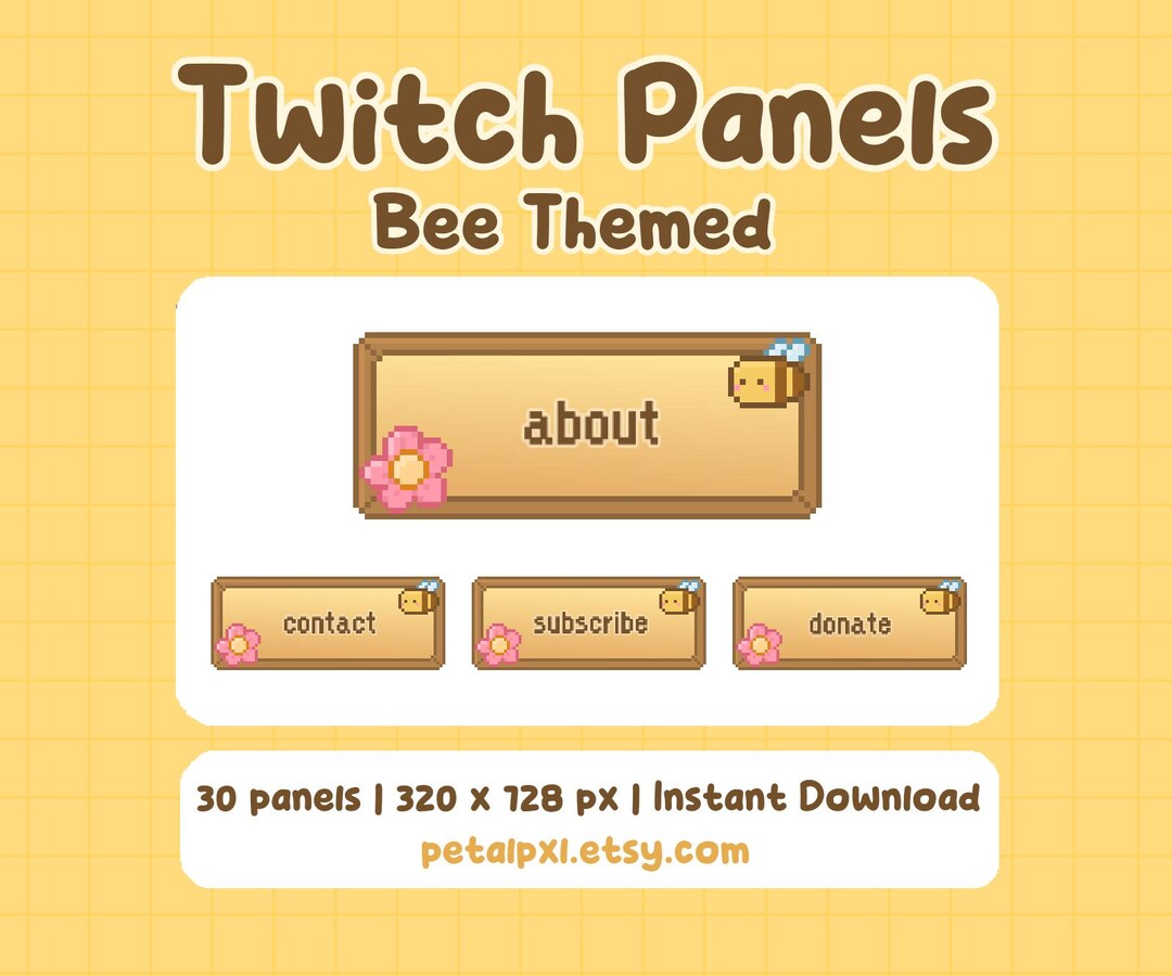 30 Bee Panels for Twitch - Wooden Flower and Bee Twitch Panels ...