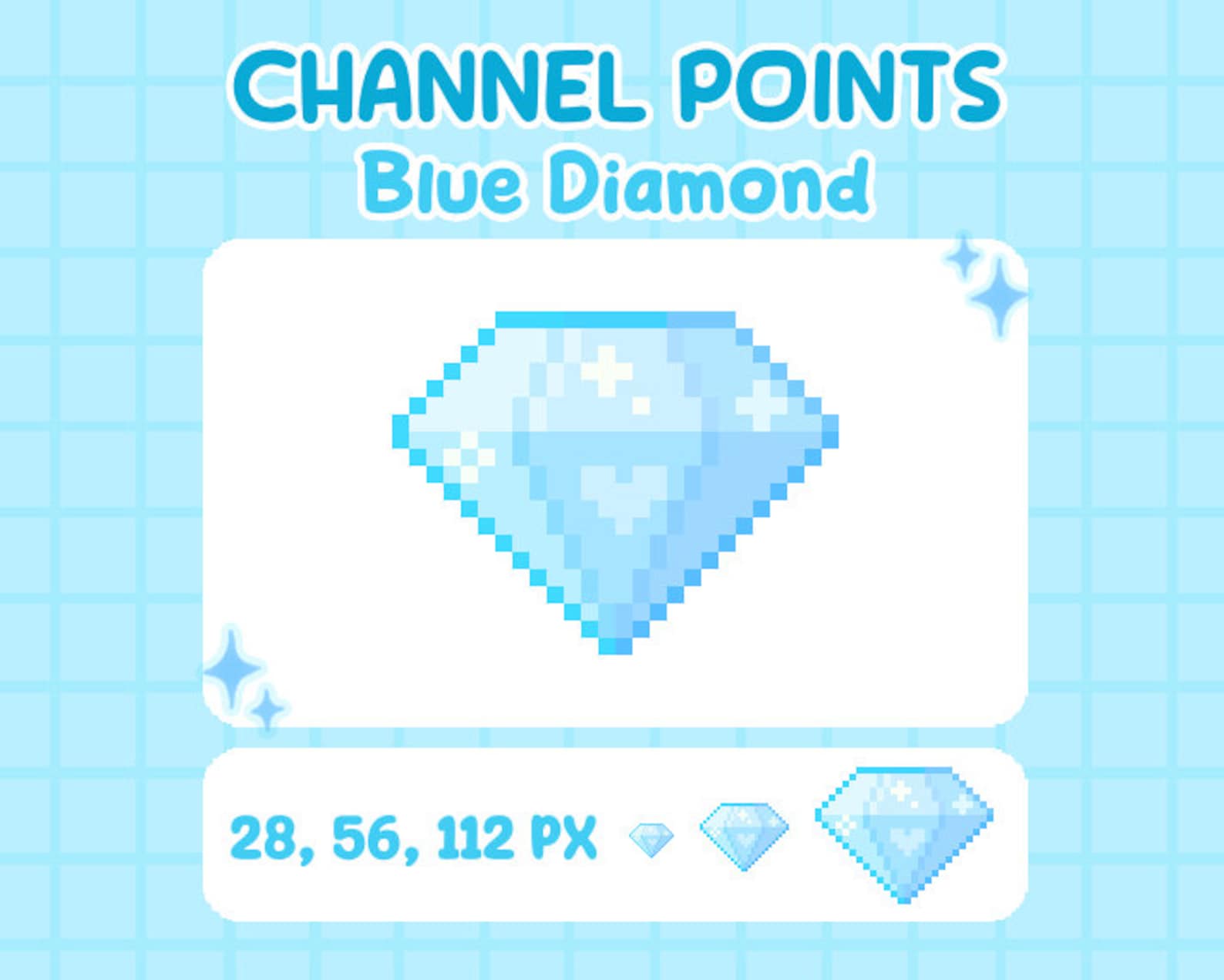 Blue Diamond Channel Points Icon - Pixel Twitch Emote - Kawaii Pixel ...
