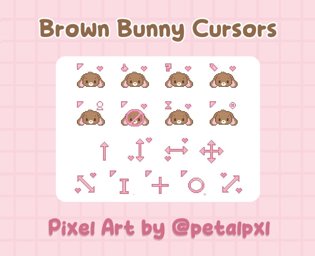 Brown Bunny Cursors for PC - Windows Only - Cute Pixel Art Cursor Pack - Bunny Cursor Pack for ...