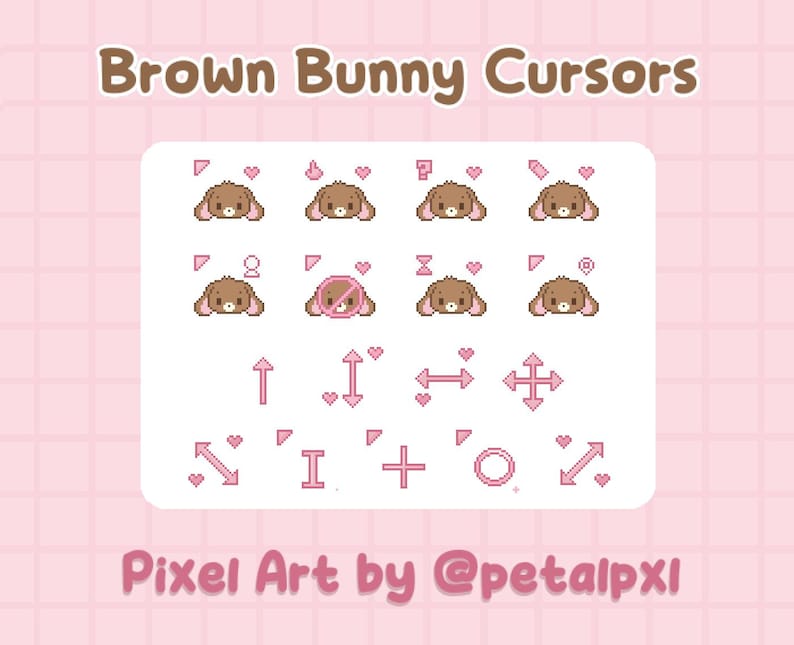 Brown Bunny Cursors for PC - Windows Only - Cute Pixel Art Cursor Pack ...