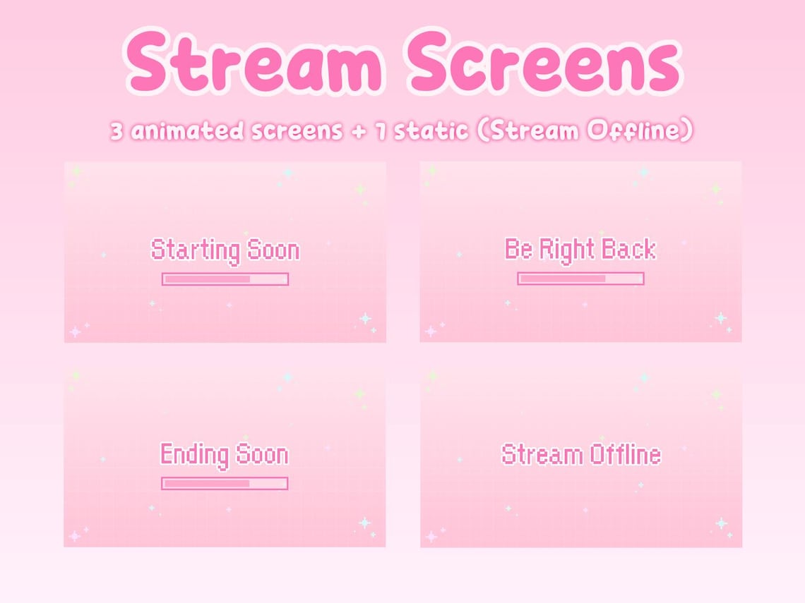 Magical Girl Stream Overlay Pack for Twitch - Cute Pixel Art Stream ...