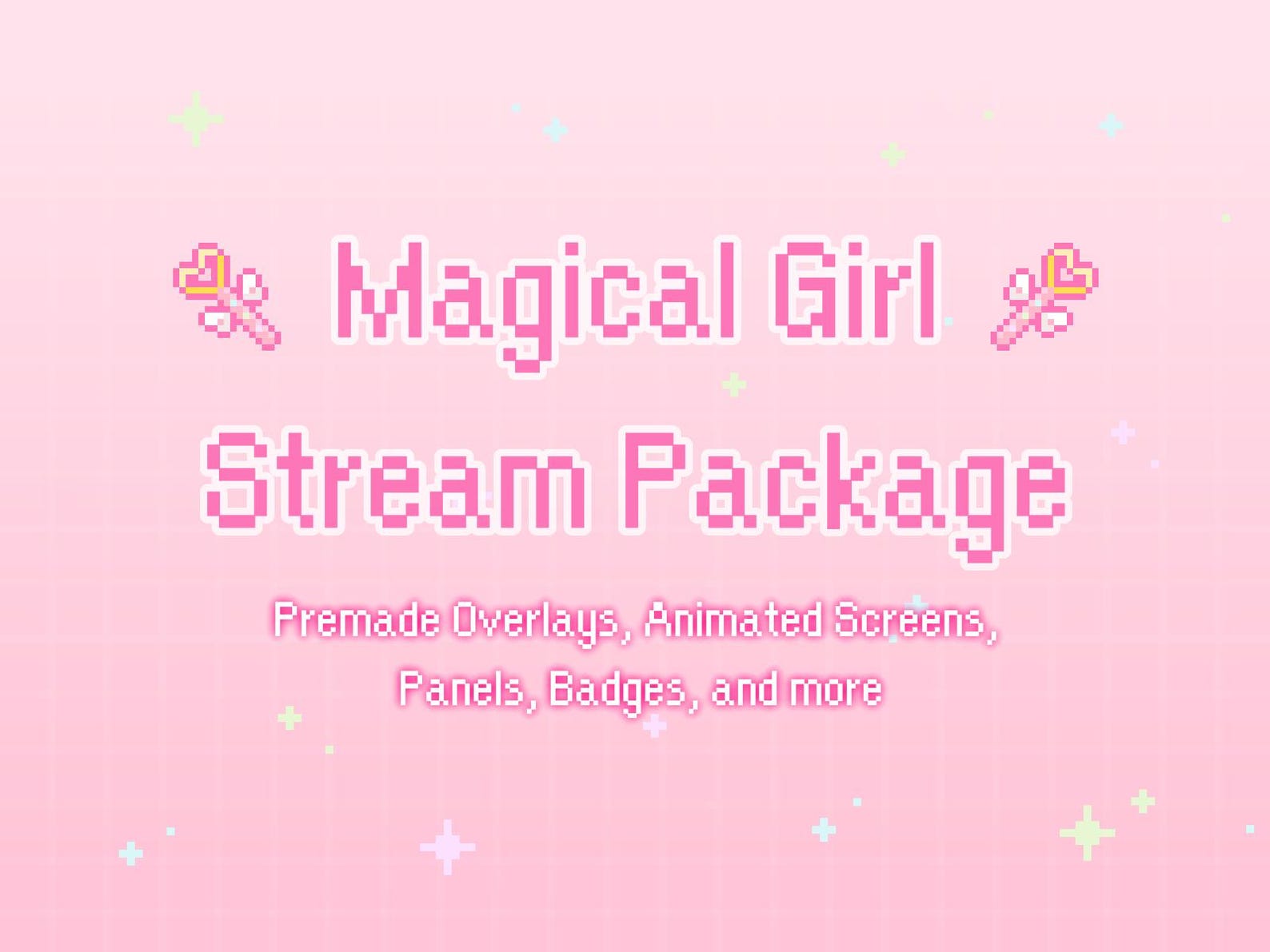 Magical Girl Stream Overlay Pack for Twitch - Cute Pixel Art Stream ...