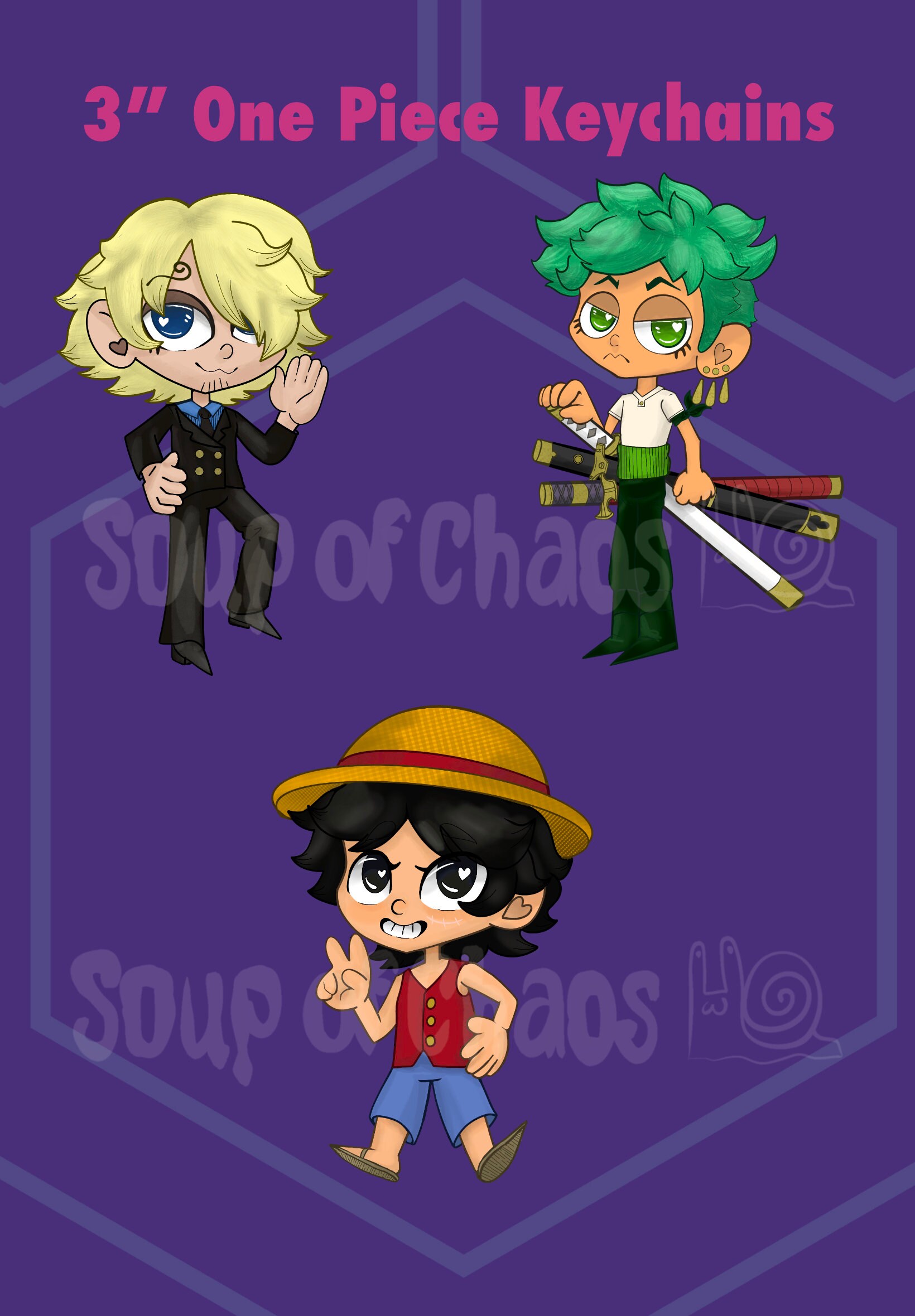 Luffy and Zoro Chibi Keychains Ship Pirate Anime OP - Etsy