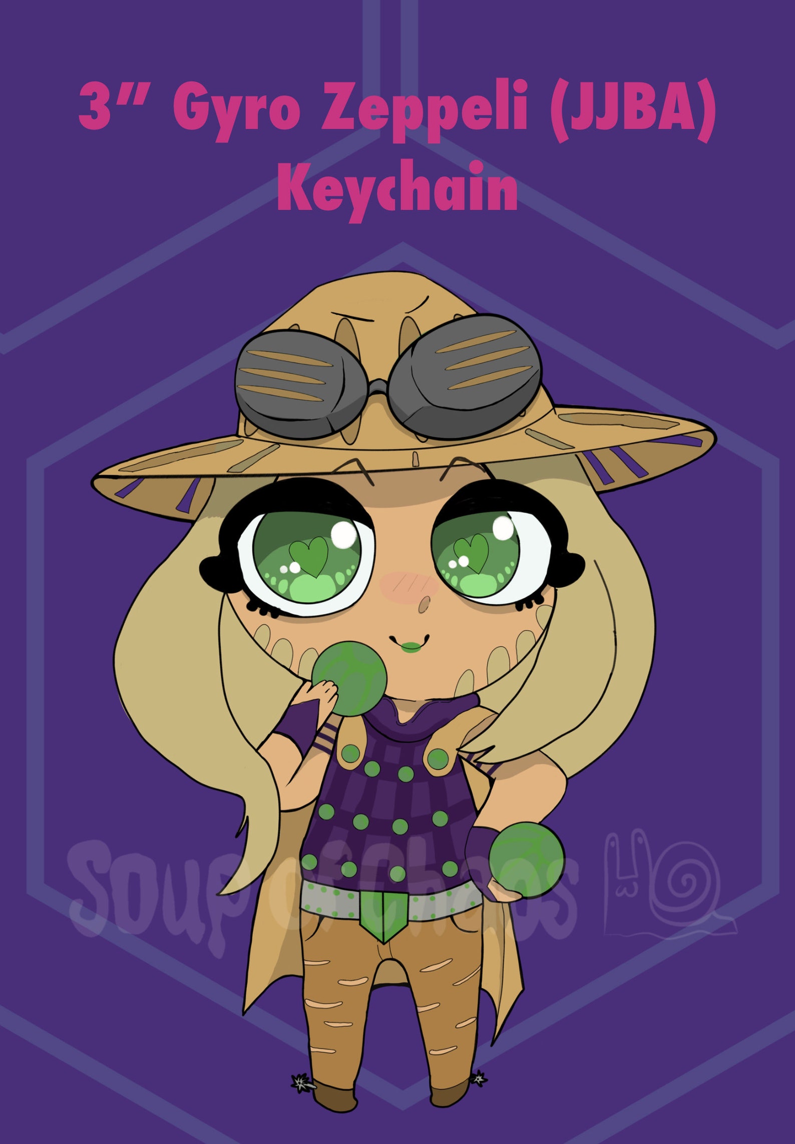 Gyro Zeppeli Chibi Keychain Jojo's Bizarre Adventure JJBA Steel Ball ...