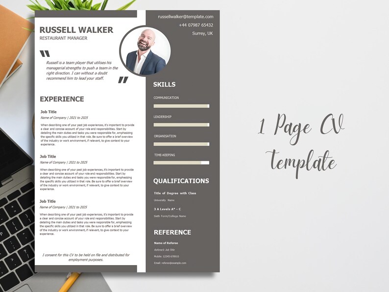 Creative Cv/resume Template + Cover Letter and References List in A4 ...