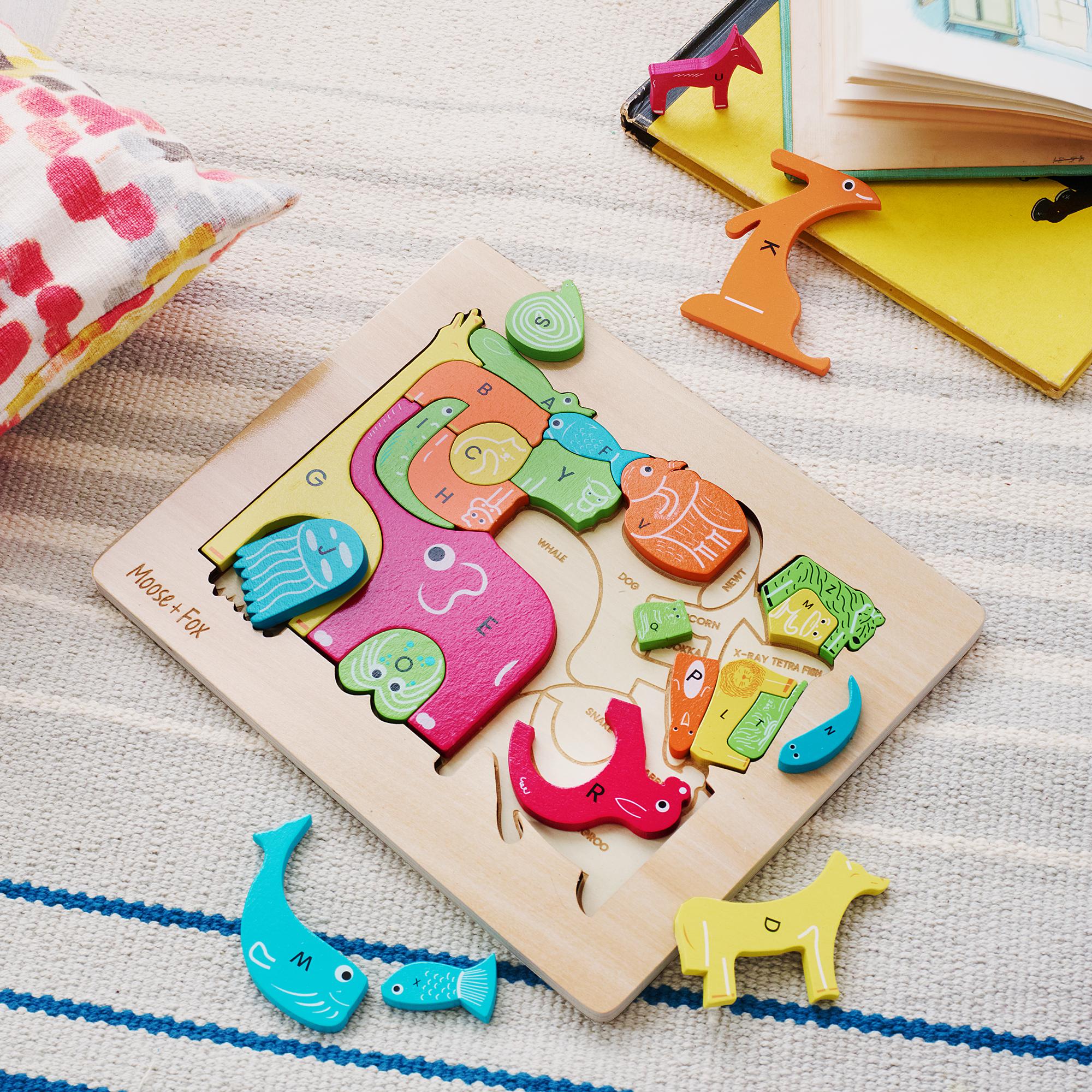 Wooden Animal Alphabet Puzzle, Montessori ABC Learning Toy, Kids Gift ...