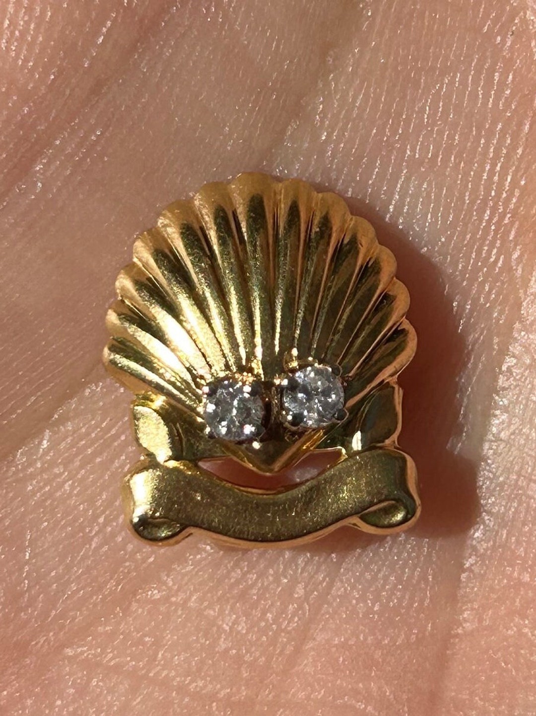 18k 750 Cartier Solid Yellow Gold Diamond Shell Anniversary Pendant ...