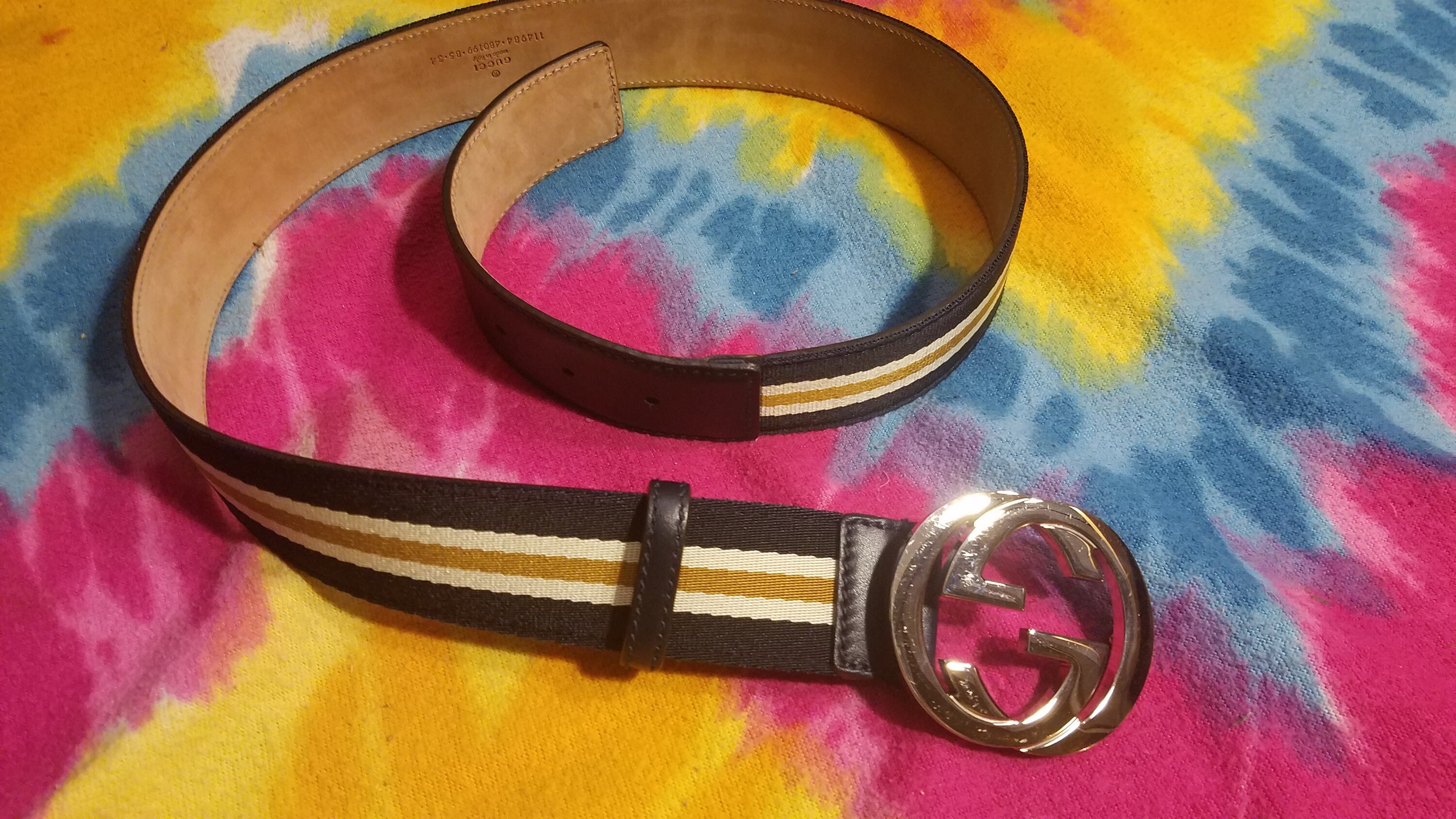 Gucci Silver GG Small Blue Stripe Belt Wide Style - Etsy
