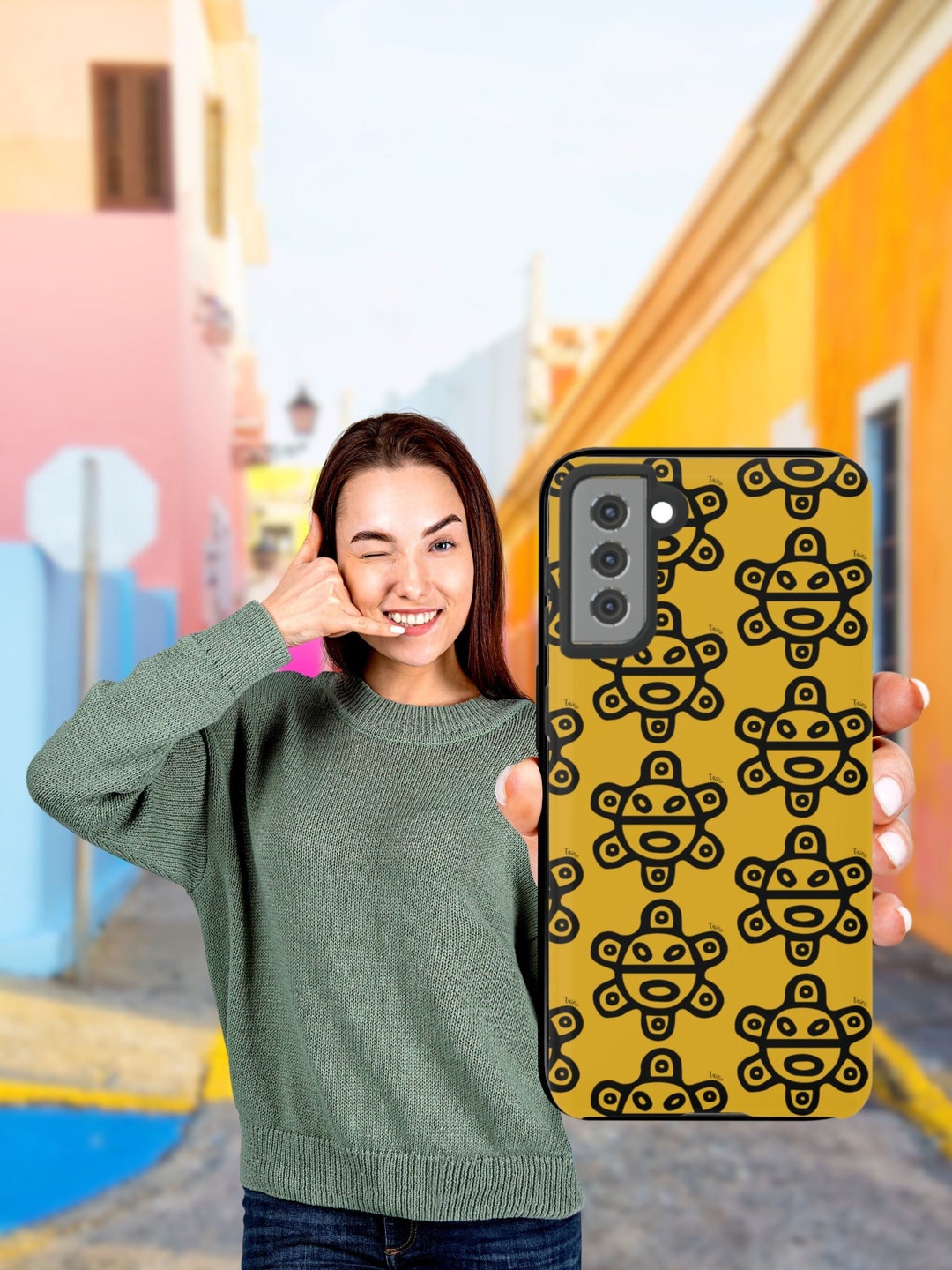 Vibrant Taino Art Cellphone Case-compatible With Apple Iphone, Samsung ...