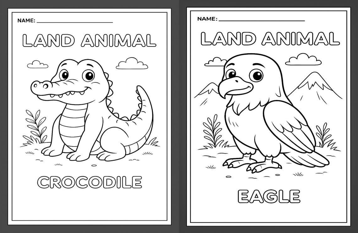 Wild Land Animals Coloring Book for Kids – Jungle & Arctic Friends – 30 ...