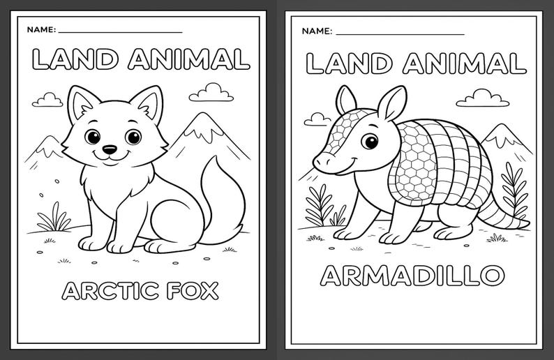 Wild Land Animals Coloring Book for Kids – Jungle & Arctic Friends – 30 ...