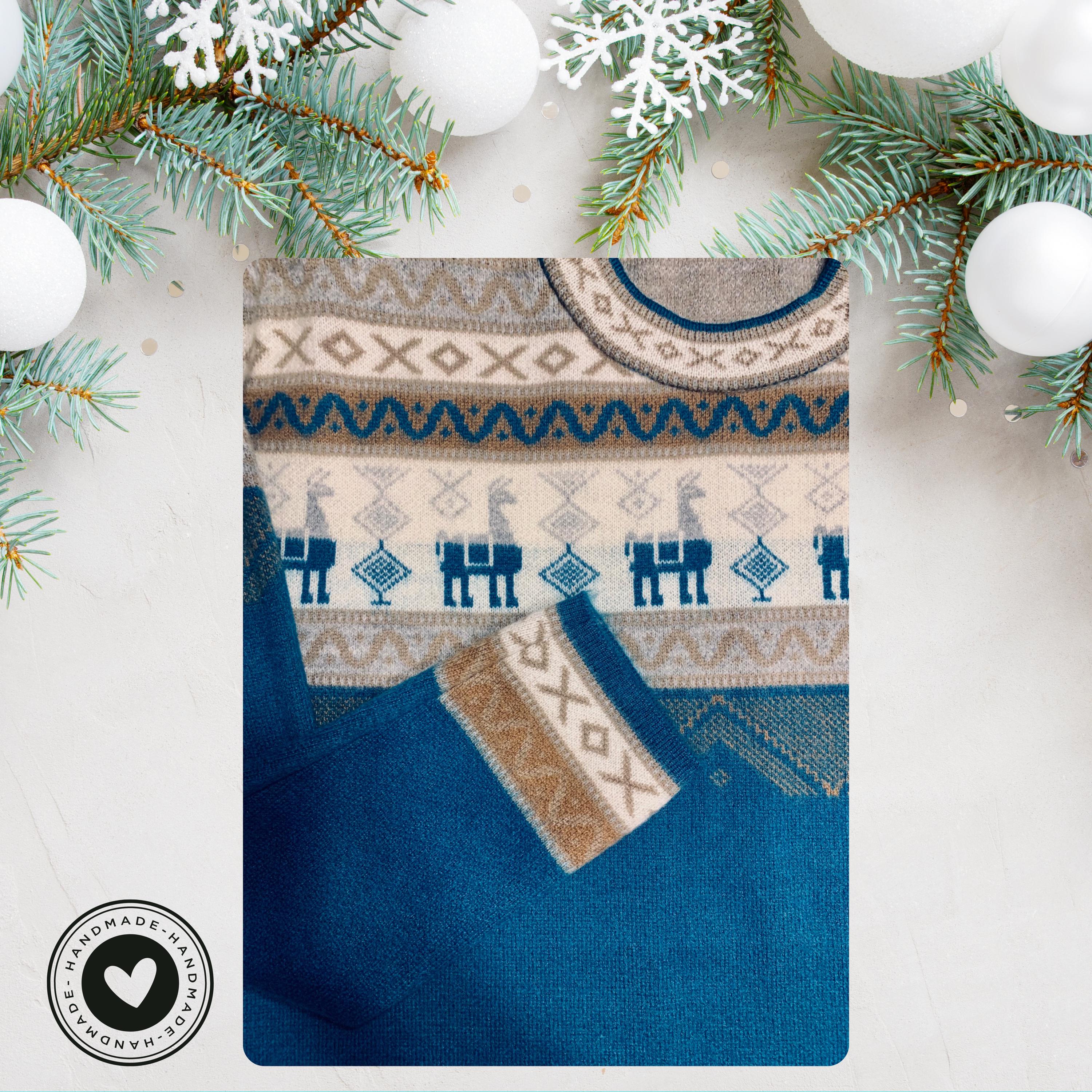 Unisex Handmade Alpaca Wool Sweater, Ecuadorian Indigenous Handcrafted ...
