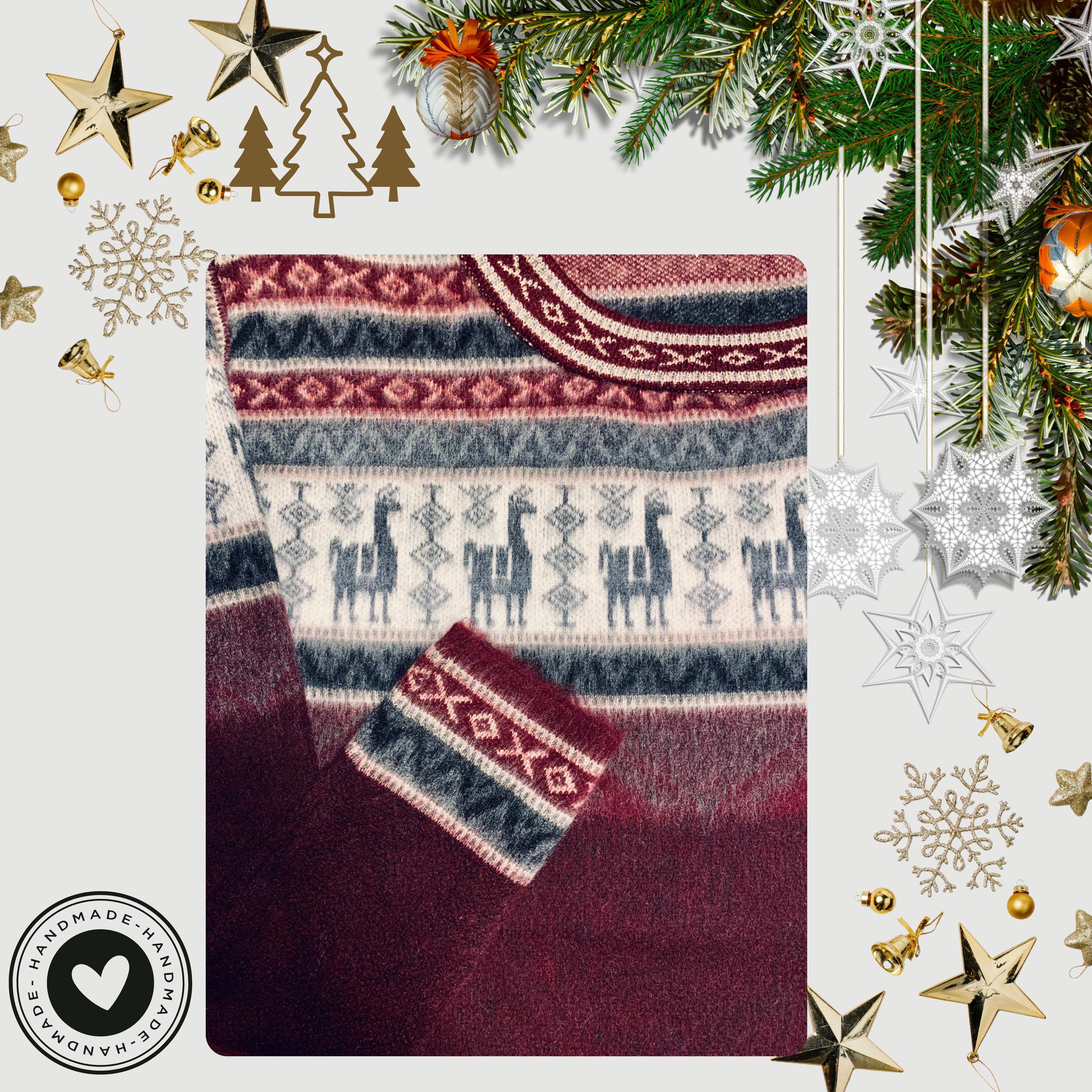 Unisex Handmade Alpaca Wool Sweater, Ecuadorian Indigenous Handcrafted ...