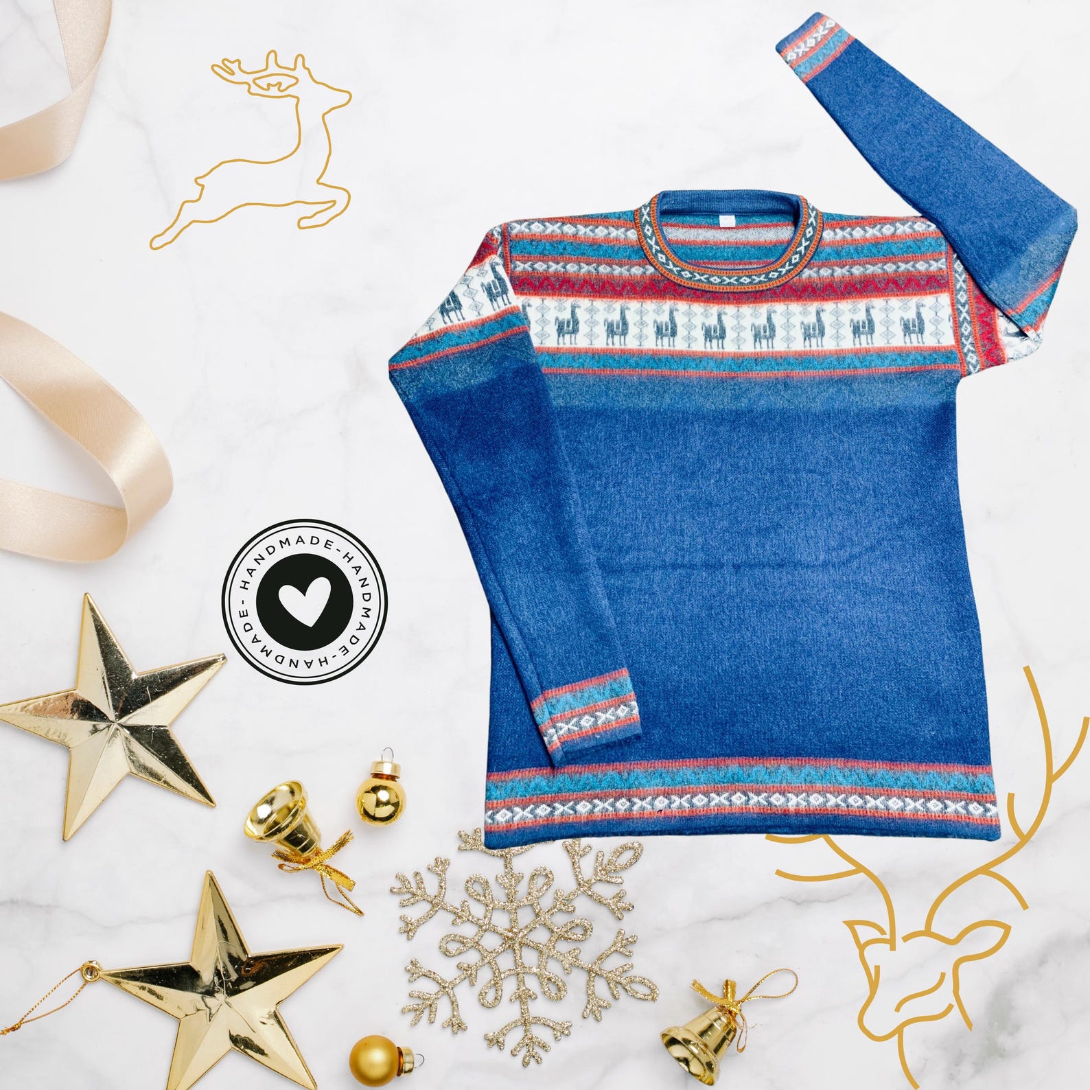 Unisex Handmade Alpaca Wool Sweater, Ecuadorian Indigenous Handcrafted ...