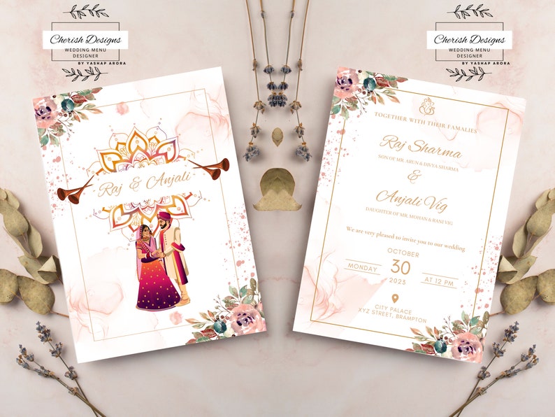 Hindu Wedding Invitation /DIY Template/ Hindu Ceremony/ Indian Wedding ...