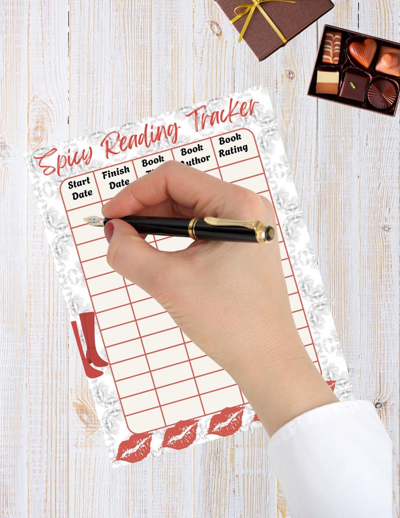 Spicy Reading Tracker Printable | Romance & Dark Romance Book Log ...