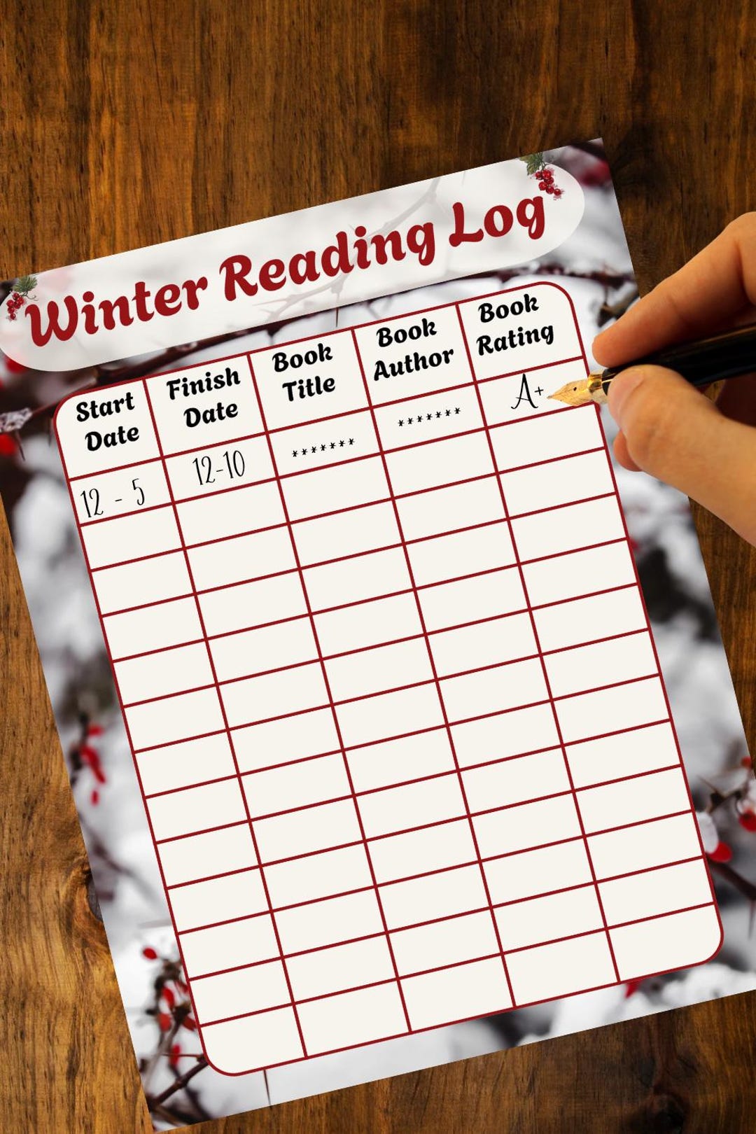 Winter Reading Log Printable | Cozy Book Tracker | Reading Journal Page ...