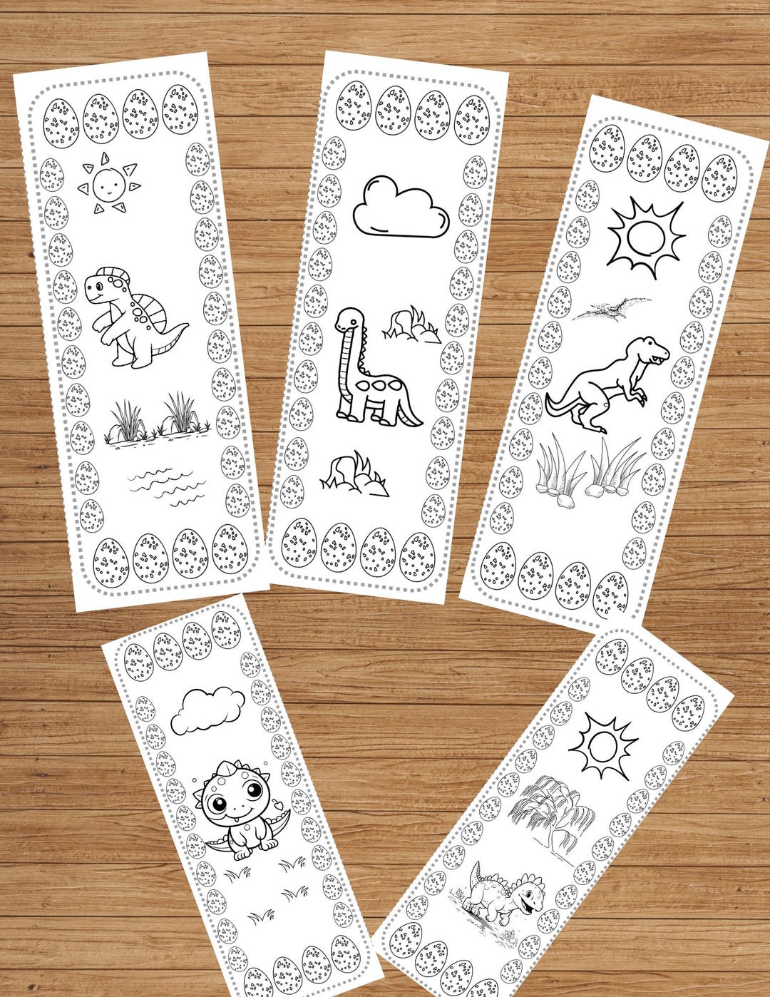 Dinosaur Coloring Bookmarks for Kids – Printable Set of 5 | Pre ...