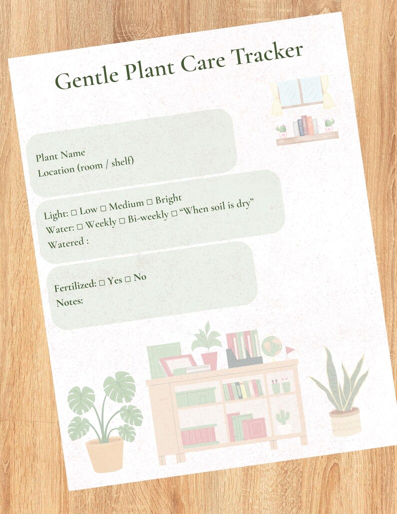 Gentle Plant Care Tracker Printable, Intentional Slow Living - Etsy