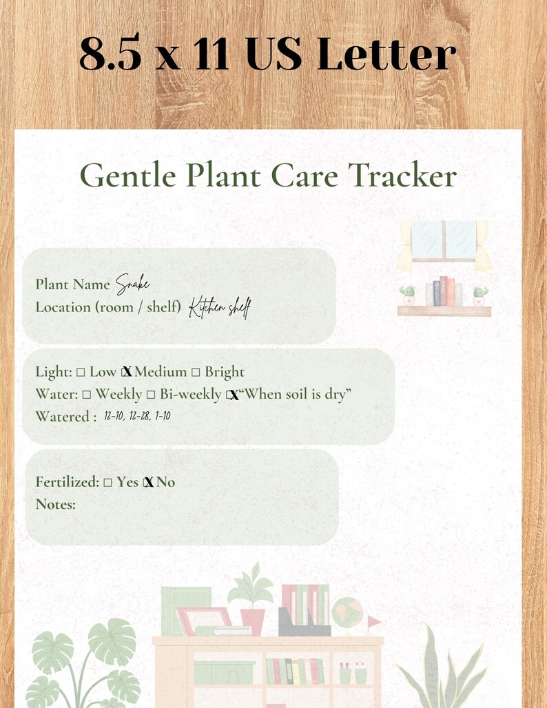 Gentle Plant Care Tracker Printable, Intentional Slow Living - Etsy