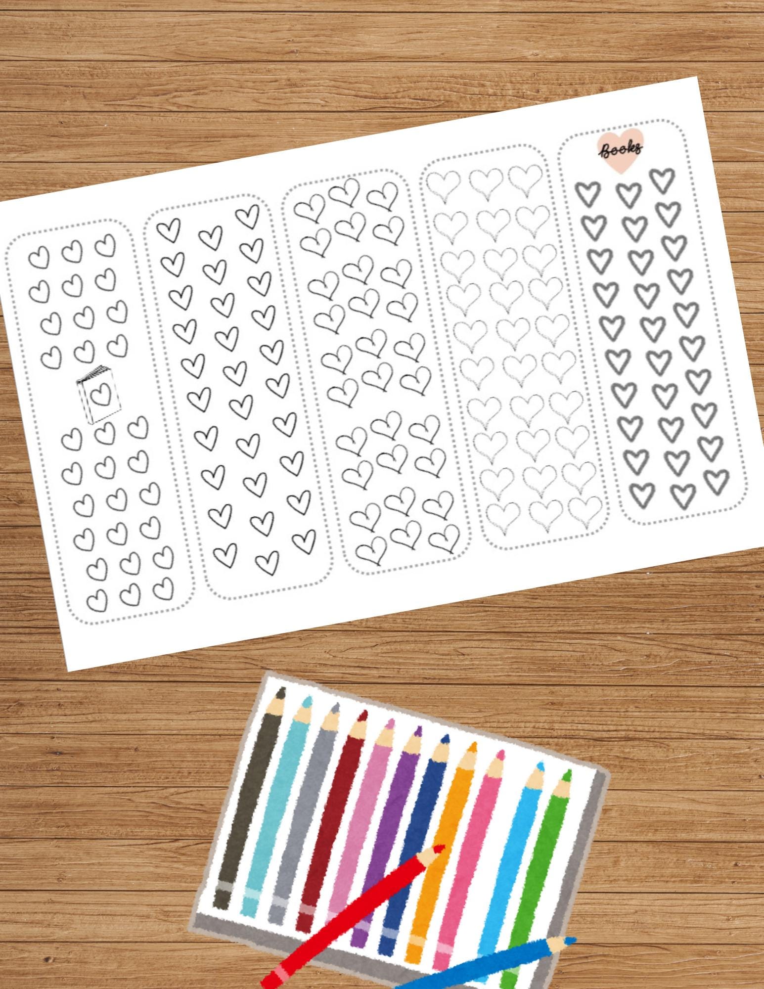 Heart Coloring Bookmarks for Kids – Reading Tracker Heart Bookmark Set ...