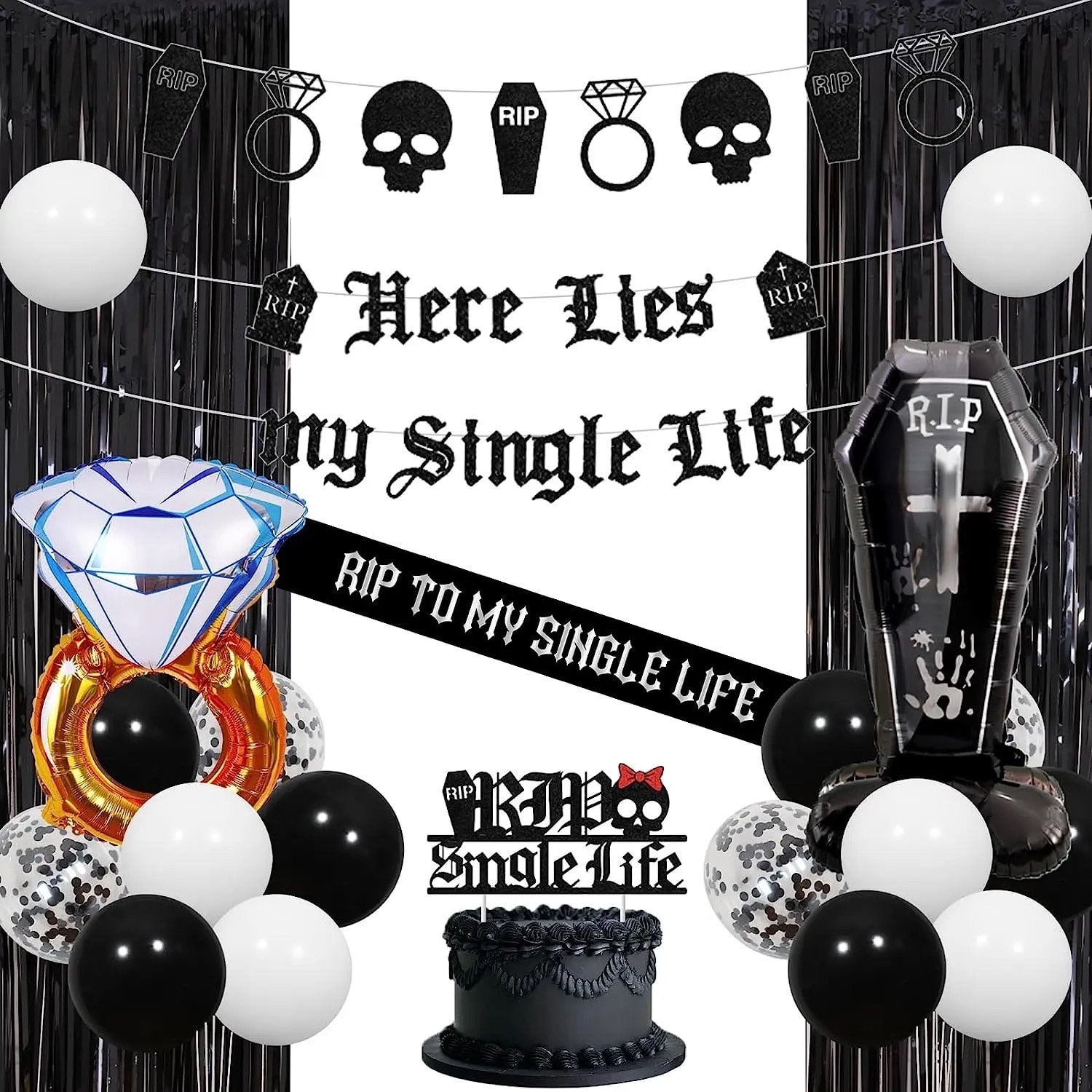 Gothic Bachelorette Party Decorations With Black Rip to My Single Life ...