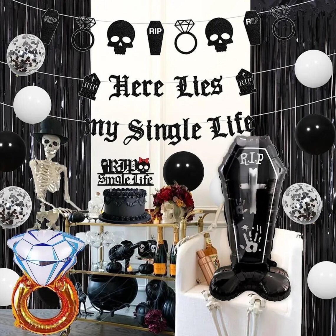 Gothic Bachelorette Party Decorations With Black Rip to My Single Life ...