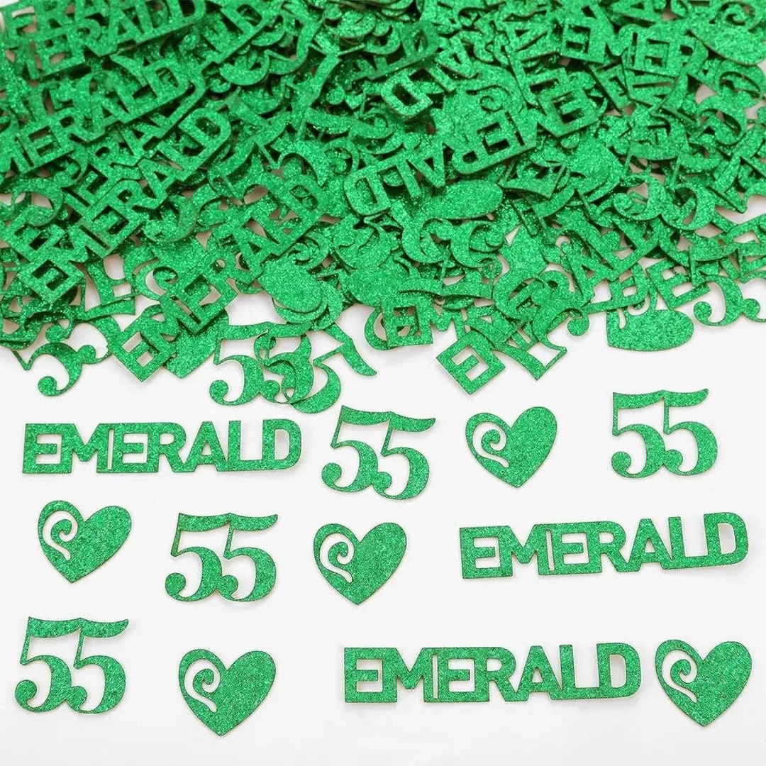 55th Wedding Anniversary Decorations 200pcs Glitter Green 55 Etsy