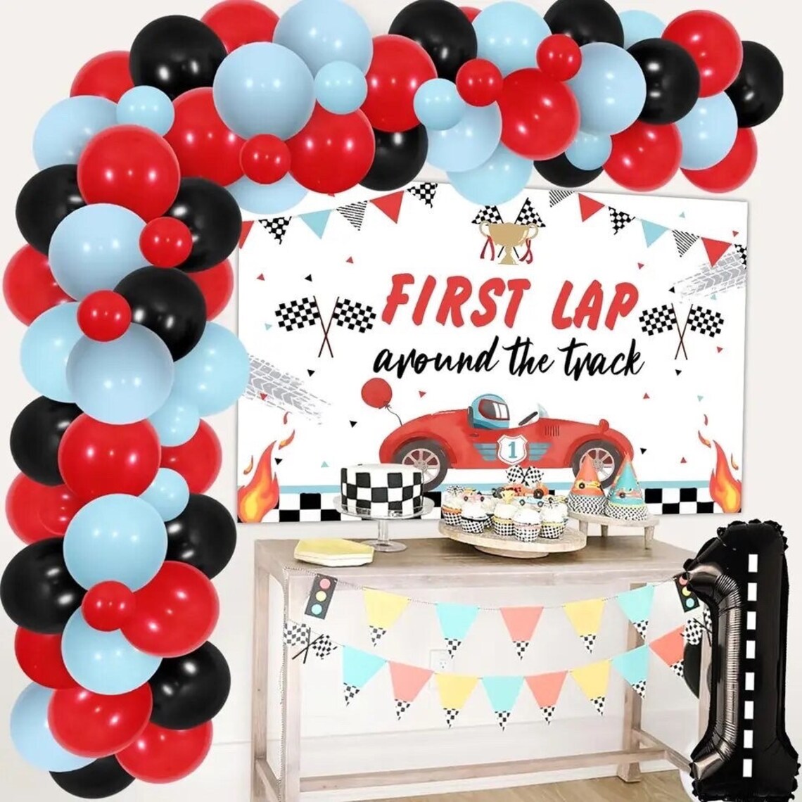 Fast One Birthday Decor Race Car 1st Birthday Party Supplies First Lap ...