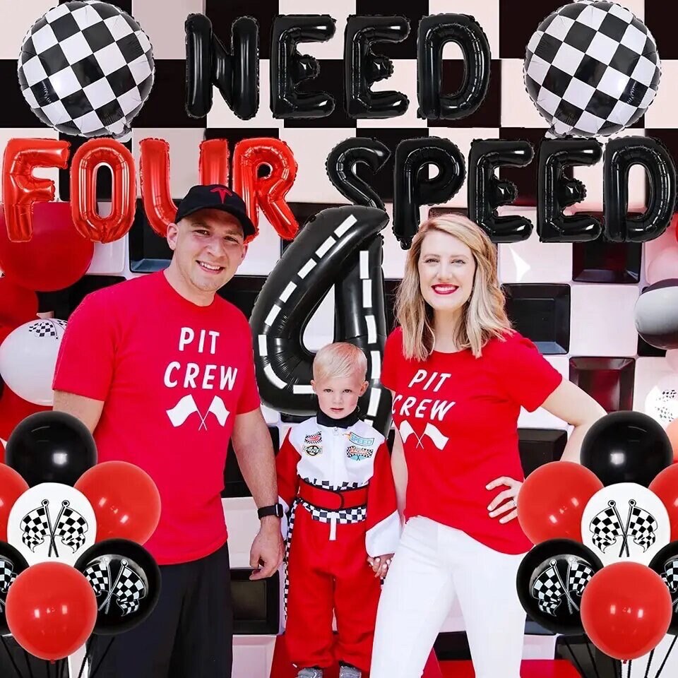 Racing 4th Birthday Party Decorations Need Four Speed Balloon Banner ...