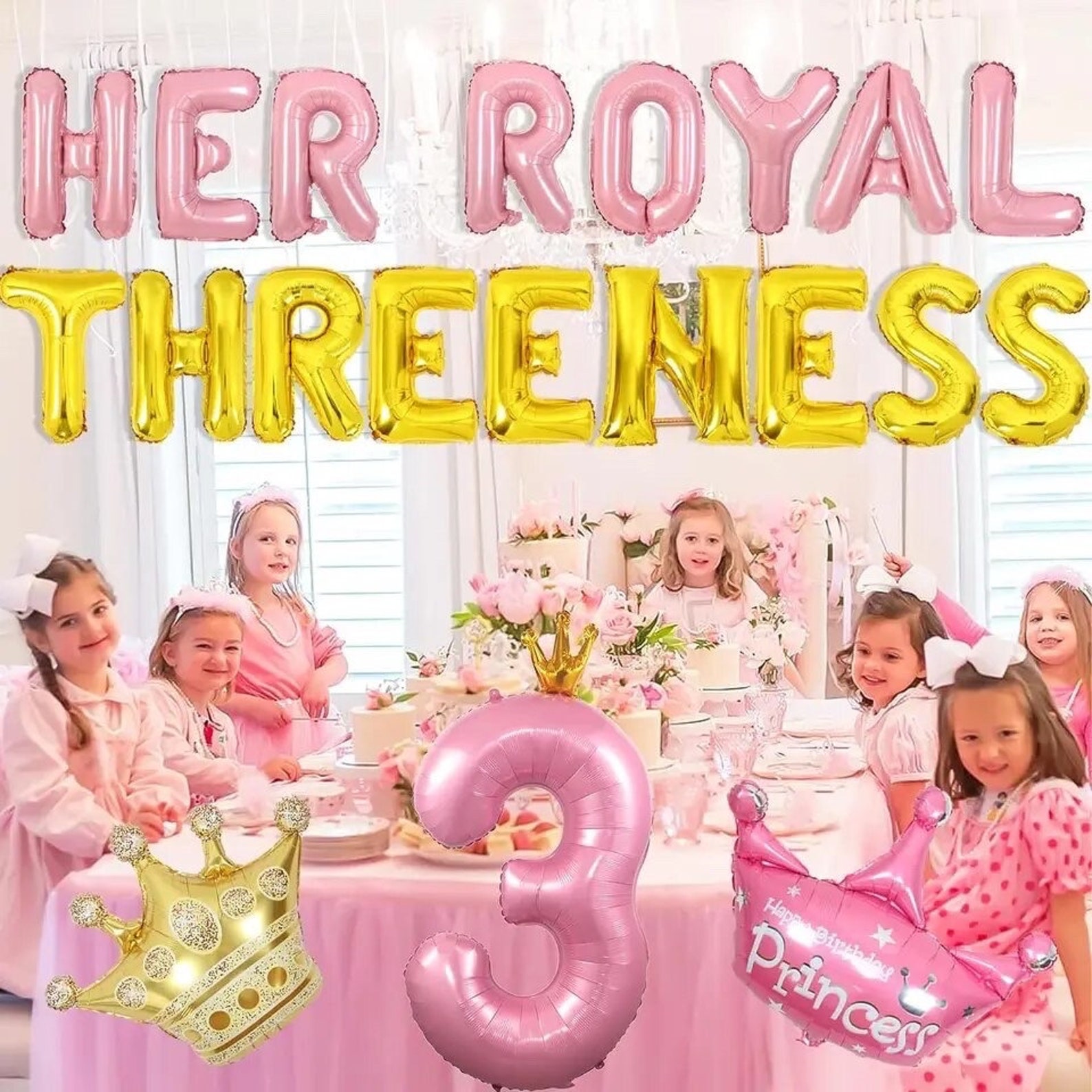 Her Royal Threeness 3rd Birthday Decor Princess Crown Pink - Etsy