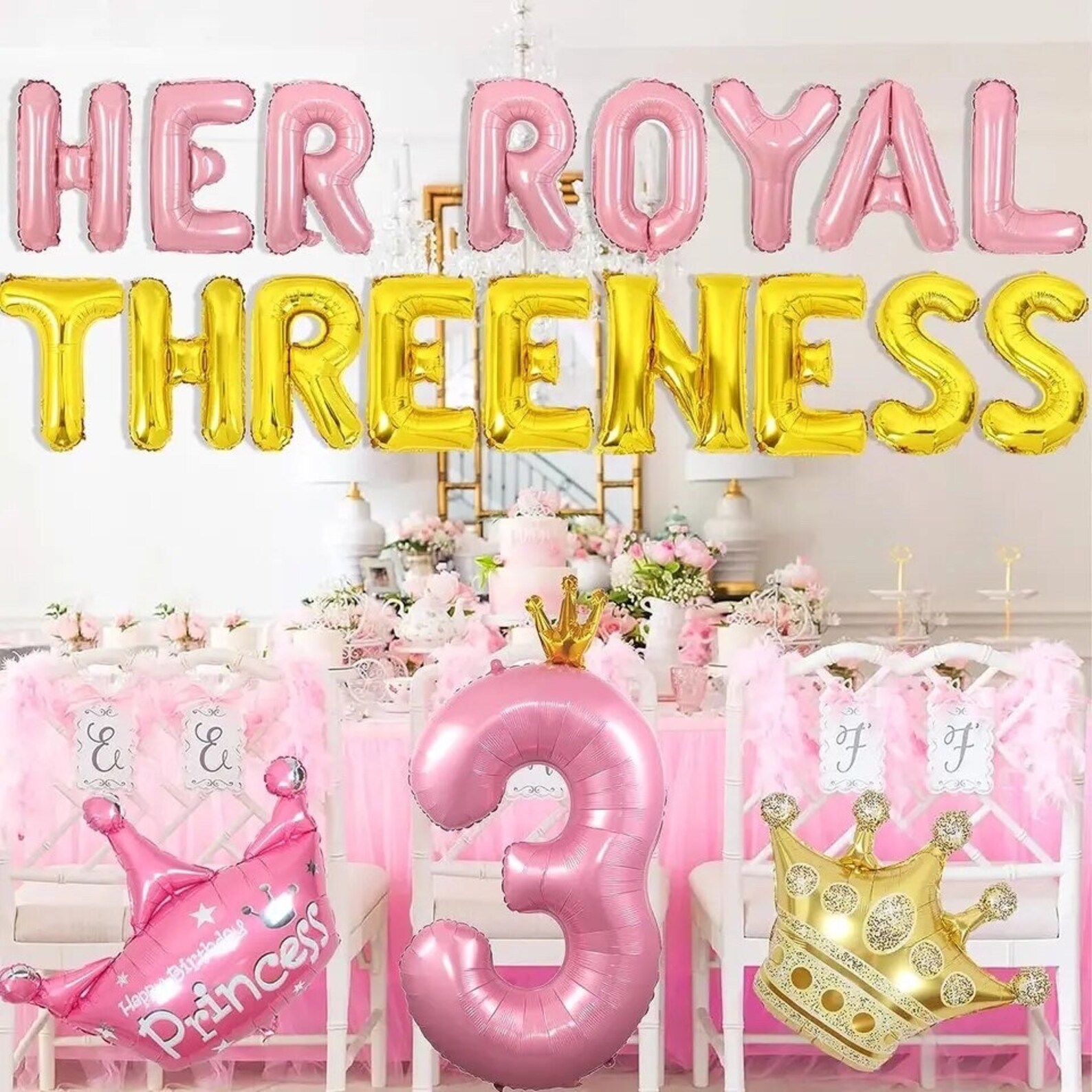 Her Royal Threeness 3rd Birthday Decor Princess Crown Pink - Etsy