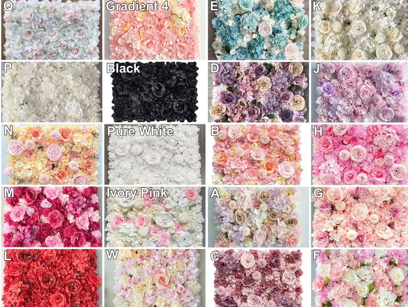 Flower Floral Wall Arrangement: 60cm X 40cm 1pcs Rose Peony Hydrangea ...