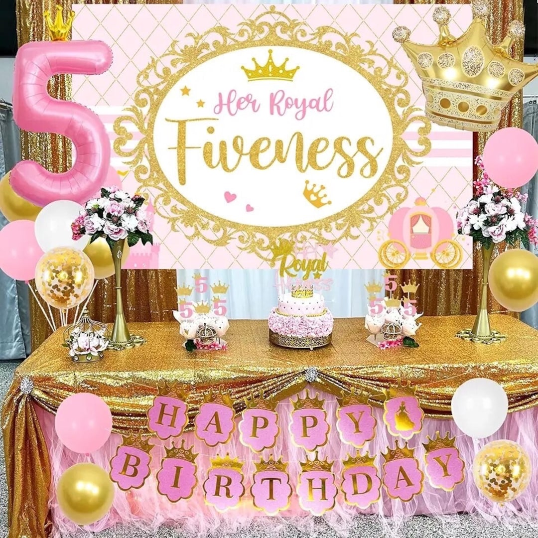 5th Birthday Decorations for Girl Her Royal Fiveness Backdrop Cake ...