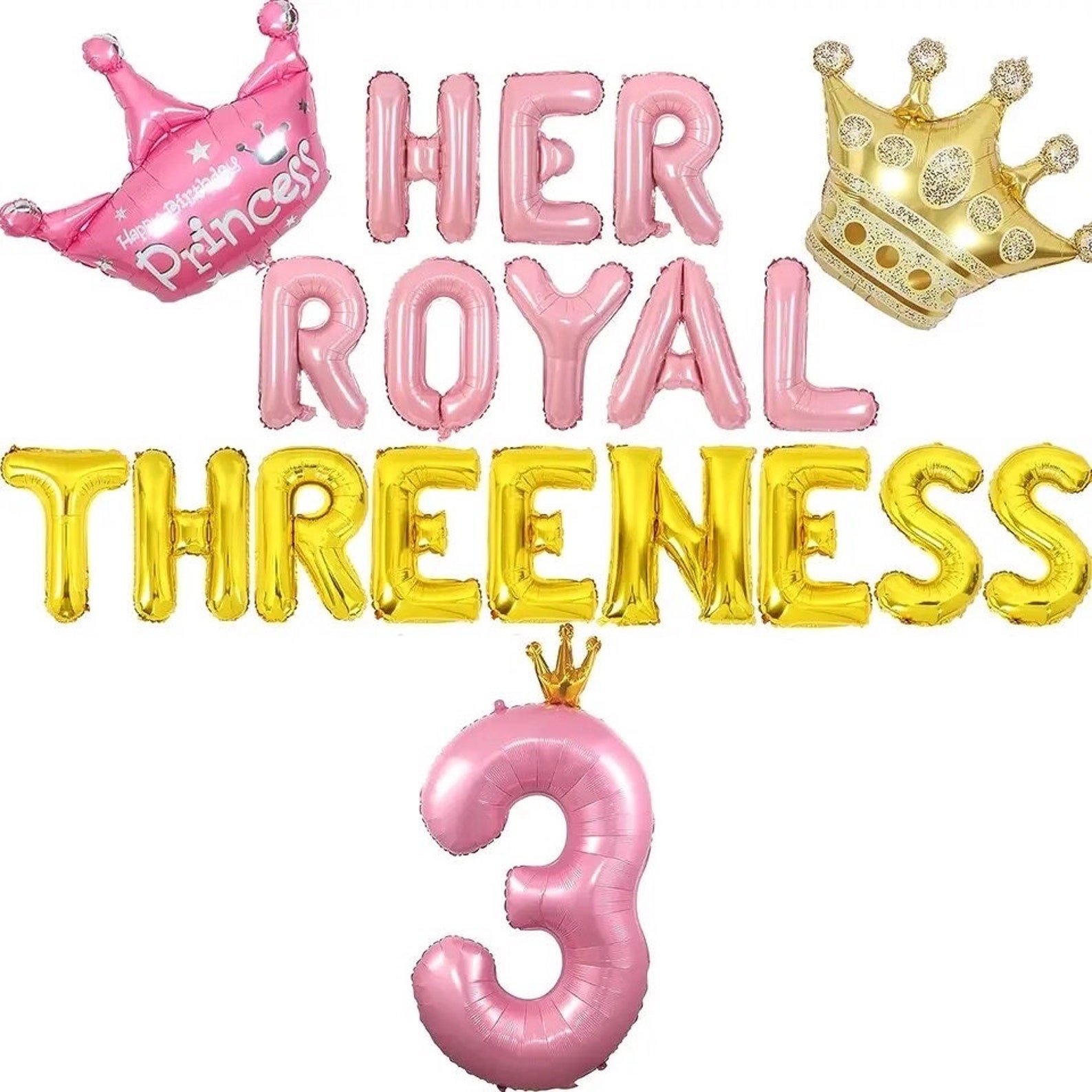 Her Royal Threeness 3rd Birthday Decor Princess Crown Pink - Etsy