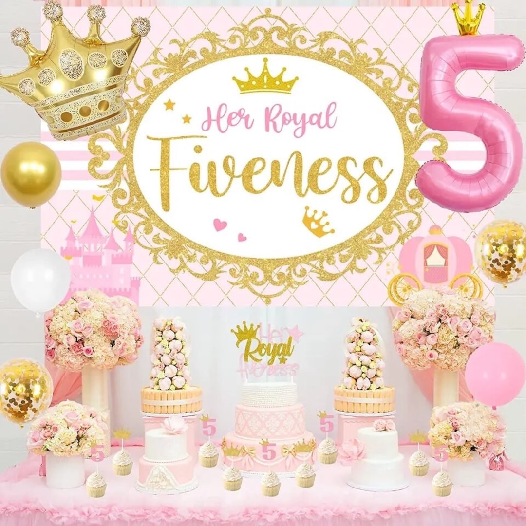 5th Birthday Decorations for Girl Her Royal Fiveness Backdrop Cake ...