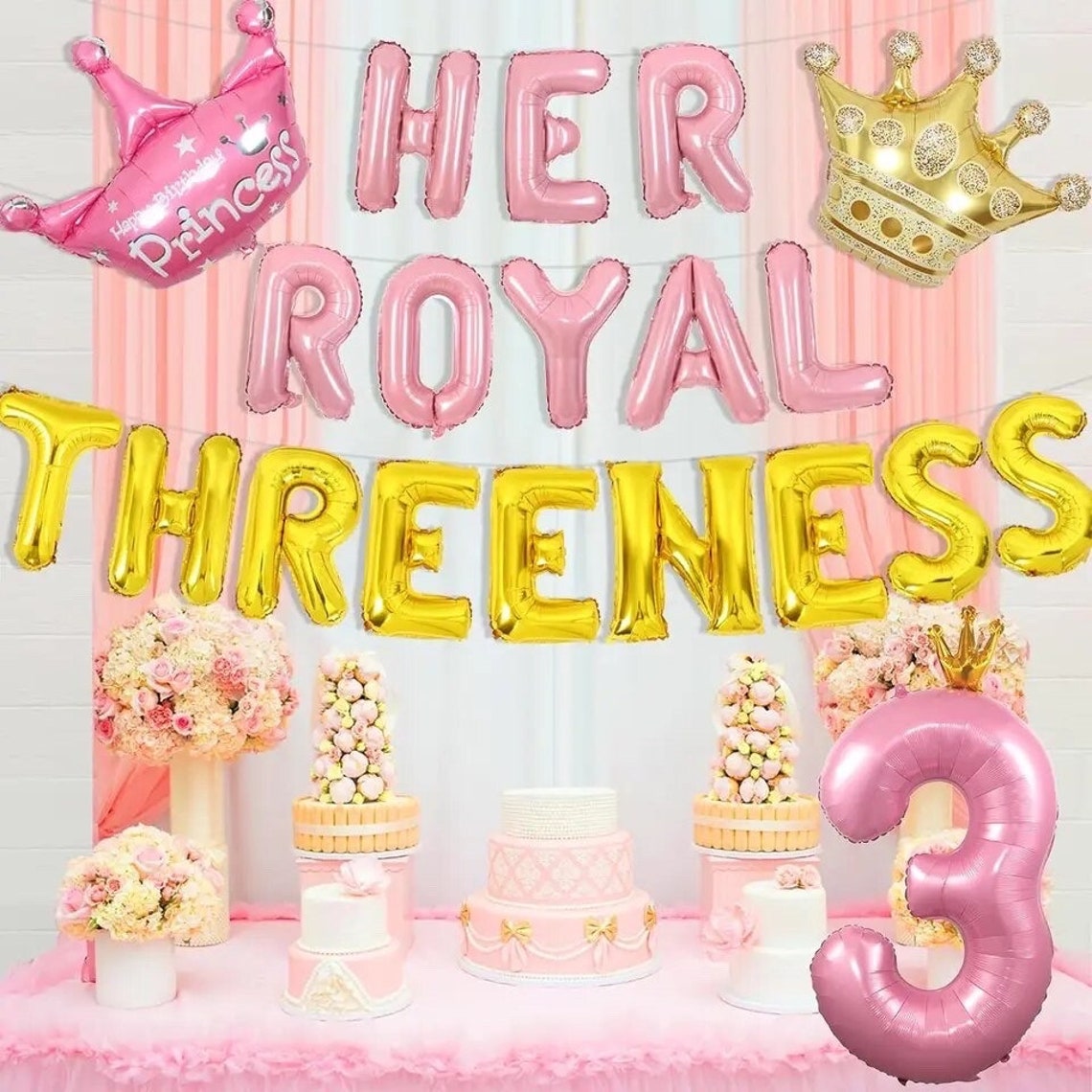 Her Royal Threeness 3rd Birthday Decor Princess Crown Pink - Etsy