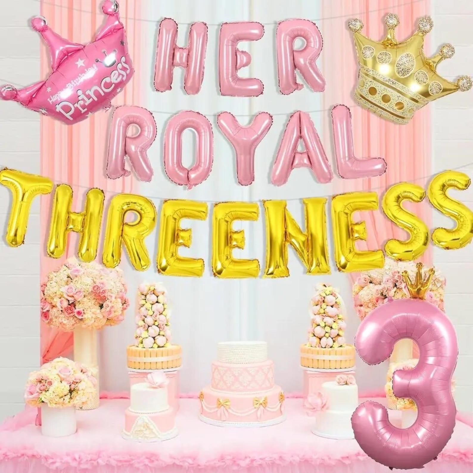 Her Royal Threeness 3rd Birthday Decor Princess Crown Pink - Etsy