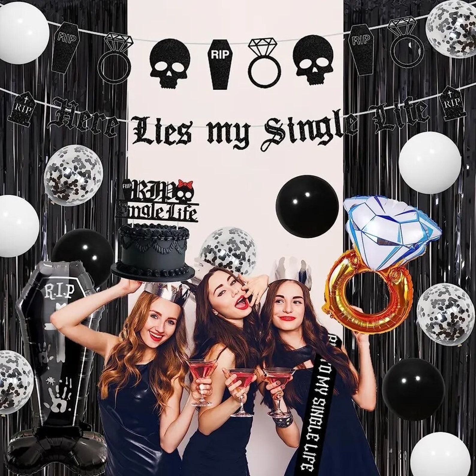 Gothic Bachelorette Party Decorations With Black Rip to My Single Life ...