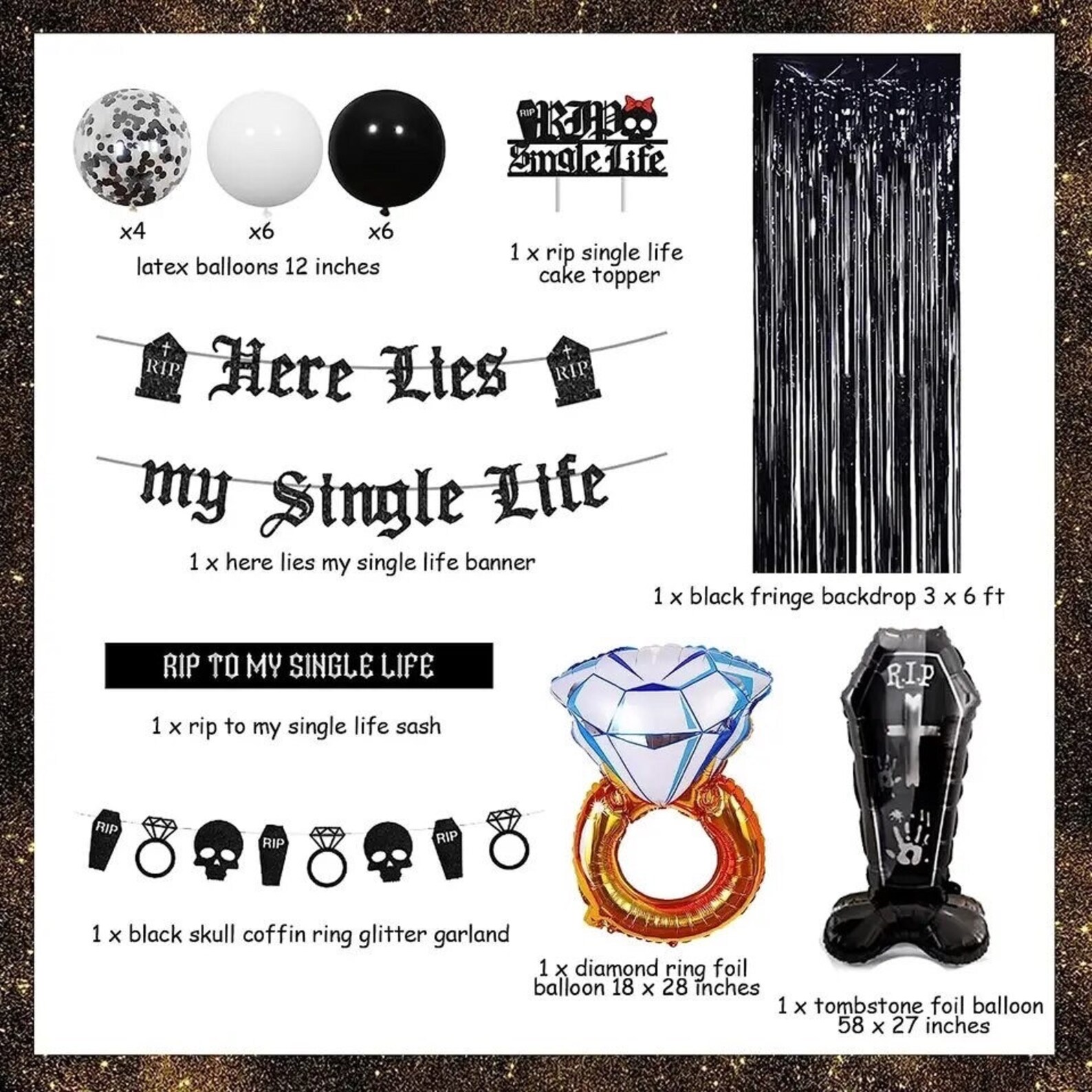 Gothic Bachelorette Party Decorations With Black Rip to My Single Life ...