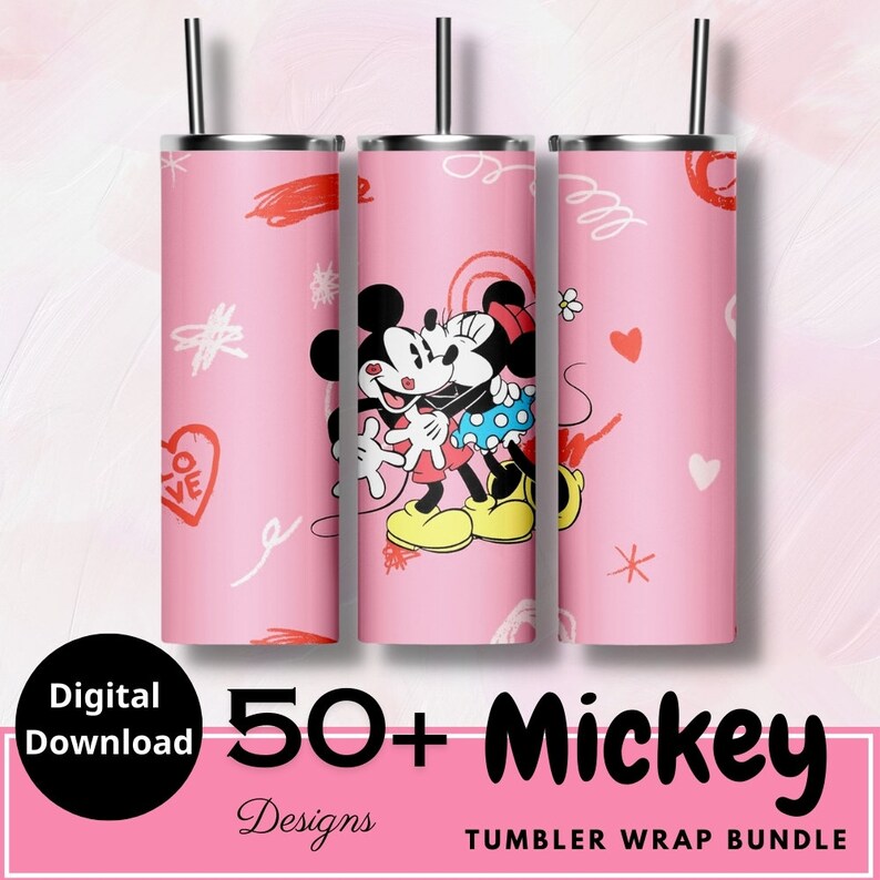 Mickey Mouse Tumbler Wrap Bundle, 20oz Skinny Minnie Tumbler Wrap, 3D ...
