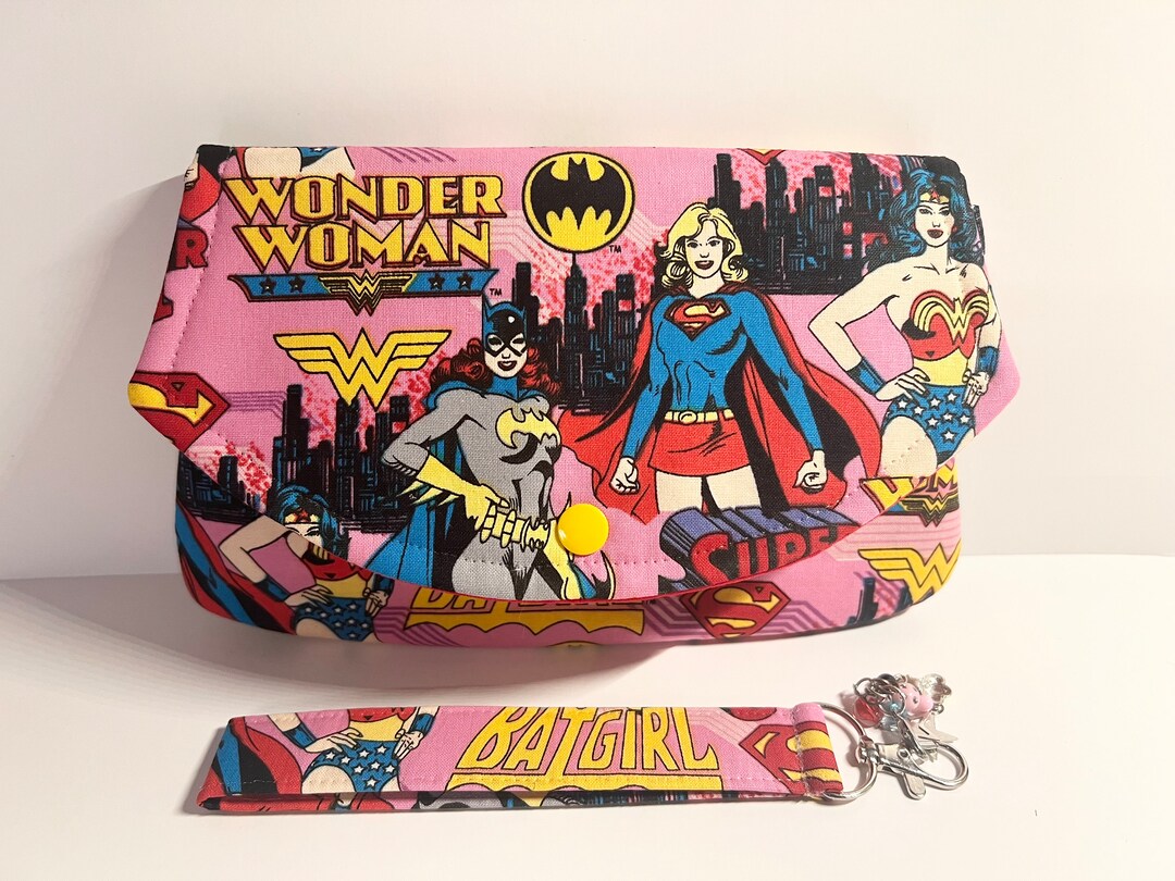 Handmade Pink Wonder Woman Cotton Wristlet 8.5W X 5.5H - Etsy